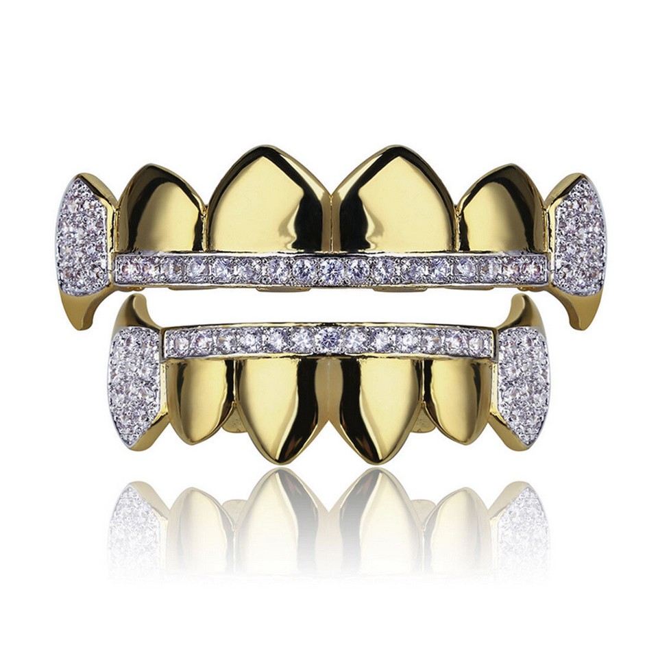 Alloy Hip Hop Teeth Set Halloween Vampire Gold Bling Mouth | eBay UK