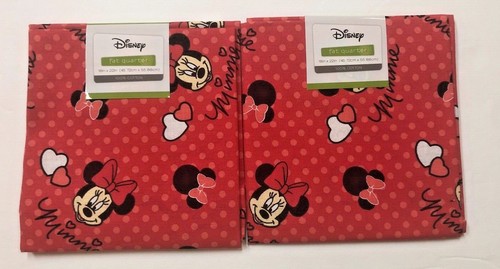 Fat Quarter Set Of 2 Disney Minnie Mouse Fabric Minnie Red Bow 18 x 21 ...