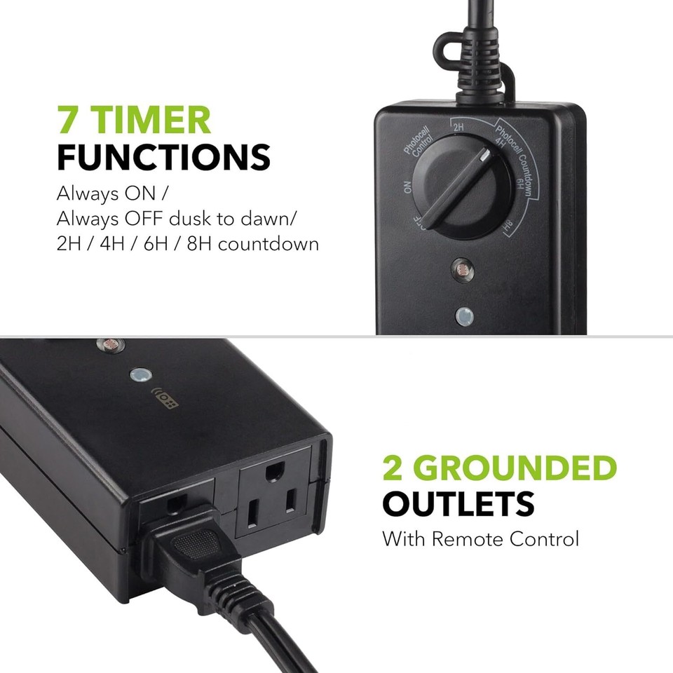 BN-Link Outdoor 24Hour Water Resistant Timer W/ Photocell Light Sensor ...