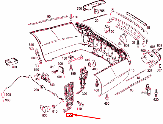 Mercedes-Benz S W221 Rear Left Bumper Guide Bracket A2218850363 Genuine ...
