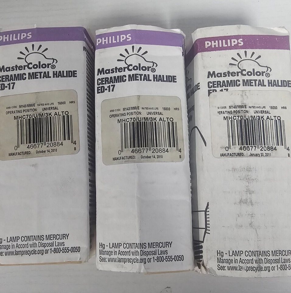 Philips MHC70/U/M/3K/ALTO ED-17 70 Watt Metal Halide Lamp (20884-3) | eBay
