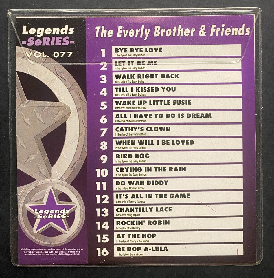 The Everly Brothers & Friends - Vol. 77- Legends Series - CD+G Karaoke ...