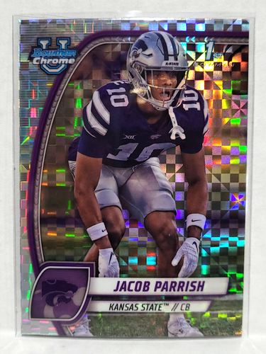 #82 Jacob Parrish X-Fractor Kansas State Wildcats 2024 Bowman ...
