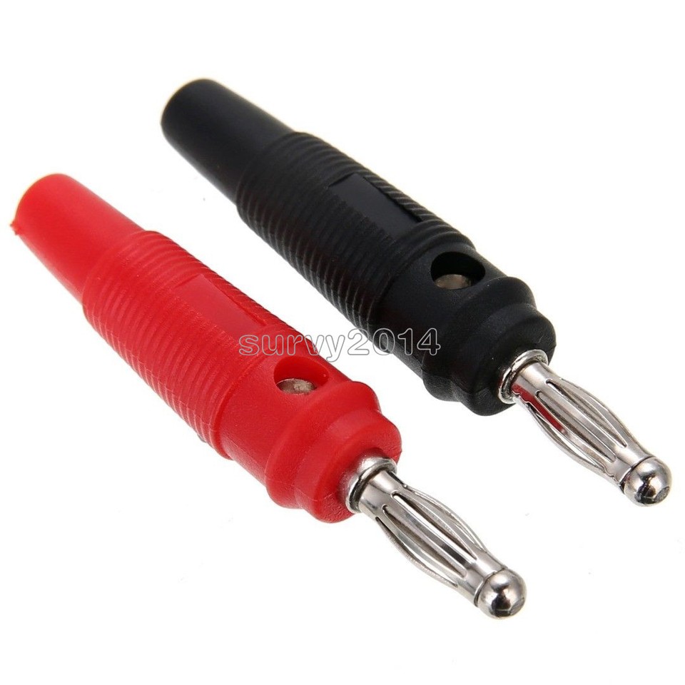 2pcs Nickel Plated Solderless Speaker Banana Plug Audio Jack Connector ...