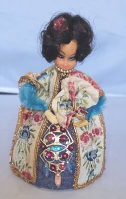 Vtg Styrofoam Beaded Sequin Push Pin Hand Made Doll Asian Dress 5" | eBay