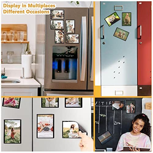 Magnetic Picture Frame Eusable Black Magnet Fridge Photo Sleeves 5X7 ...