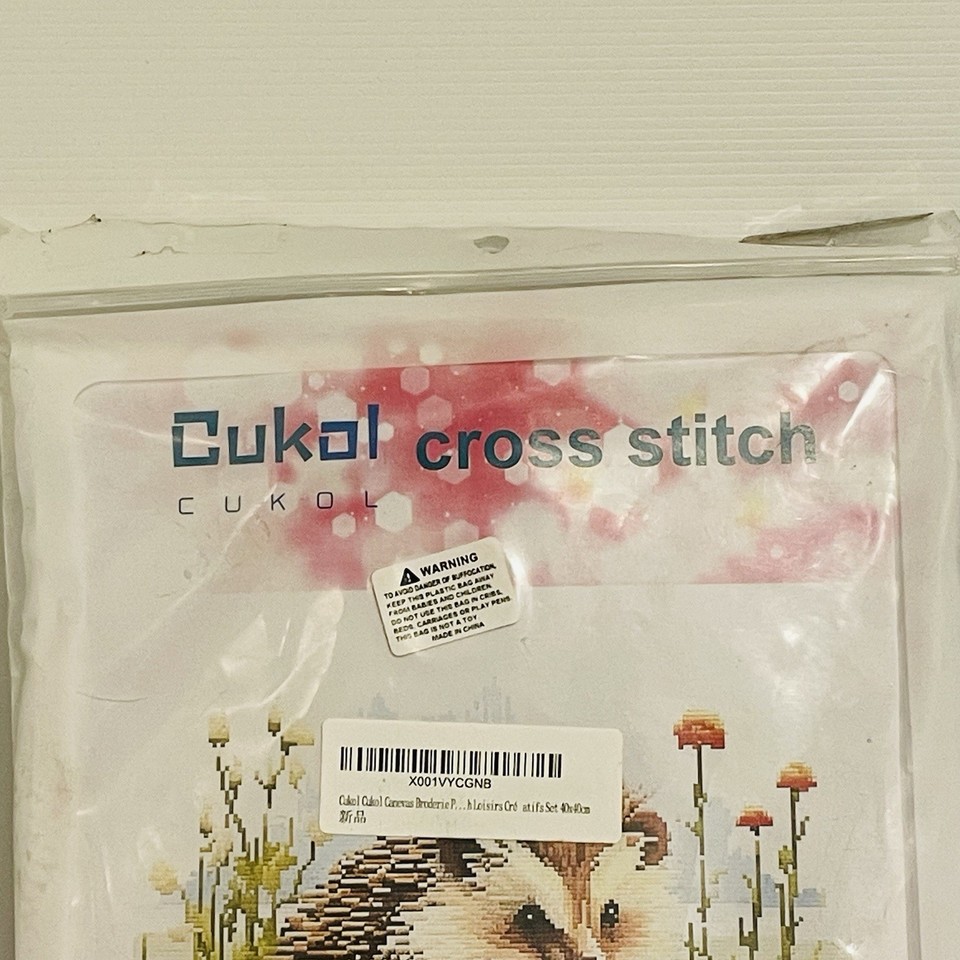 cukol Hedgehog Cross Stitch Kit Easy Pre Printed Stamped 40 X 40 ...