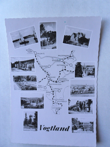 AK Vogtland Landkarte Pirk Schöneck Oelsnitz Bad Brambach Sohl Adorf ...