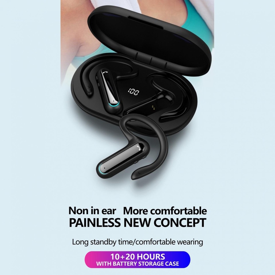 EAR-HOOK TWS EARPHONES WIRELESS BLUETOOTH EARBUDS EAR HOOK HEADPHONES ...