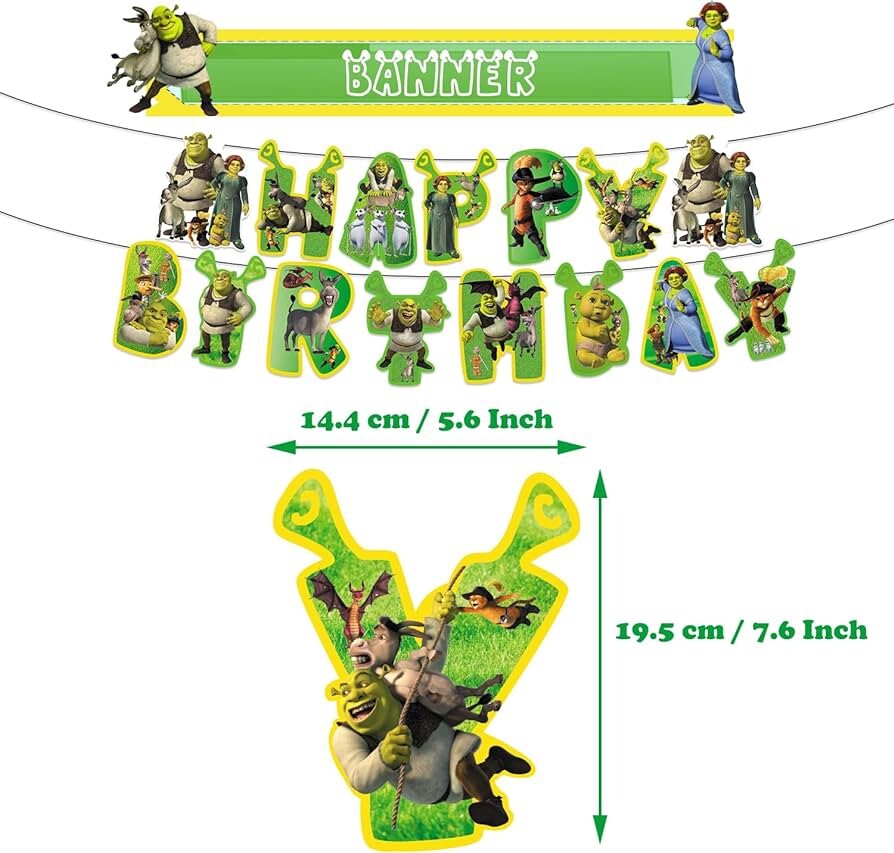 Shrek Birthday Party Supplies Set Balloons Cake Toppers Banner for Kids ...