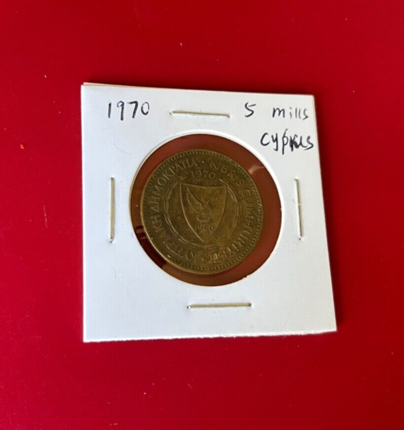 1970 Cyprus Kyttpiakh Kibris Cumhuriyeti 5 Mills Coin- Nice World Coin ...
