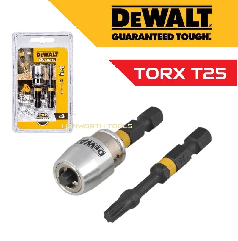 DeWALT Magnetic Guide + Torx T25 Bits x2pcs Impact Torsion TX25 Bit ...