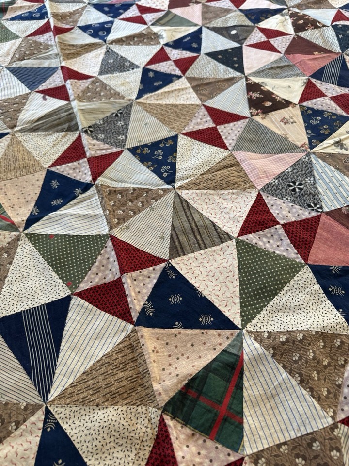 Vintage Hand Sewn 1890’s Pinwheel LeMoyne Star Patchwork Quilt 80” By ...