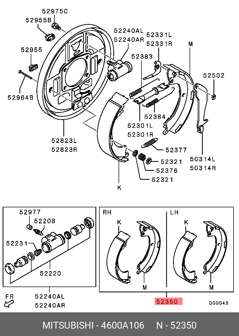 MITSUBISHI Brake Set Shoe Mitsubishi FÜR L200 BRAKE 4600A106 OEM ...