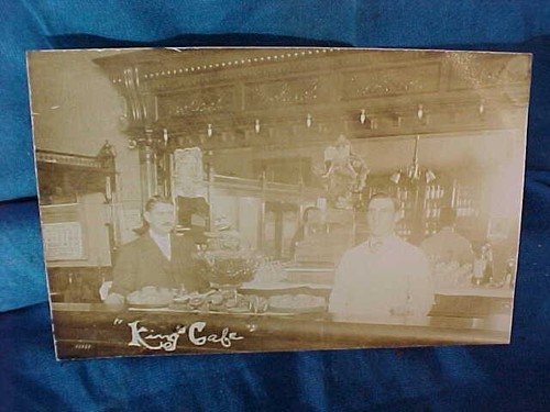 1908 BAR ROOM INTERIOR Scene KING CAFE Canandaigua NY REAL PHOTO ...