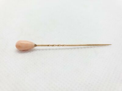 Vintage 10k Yellow Gold Peach Coral Stick Pin | eBay