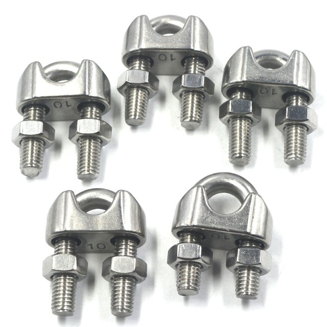 Durable 10mm Dia Stainless Steel M10 Wire Rope Clip Cable Clamp Pack of ...