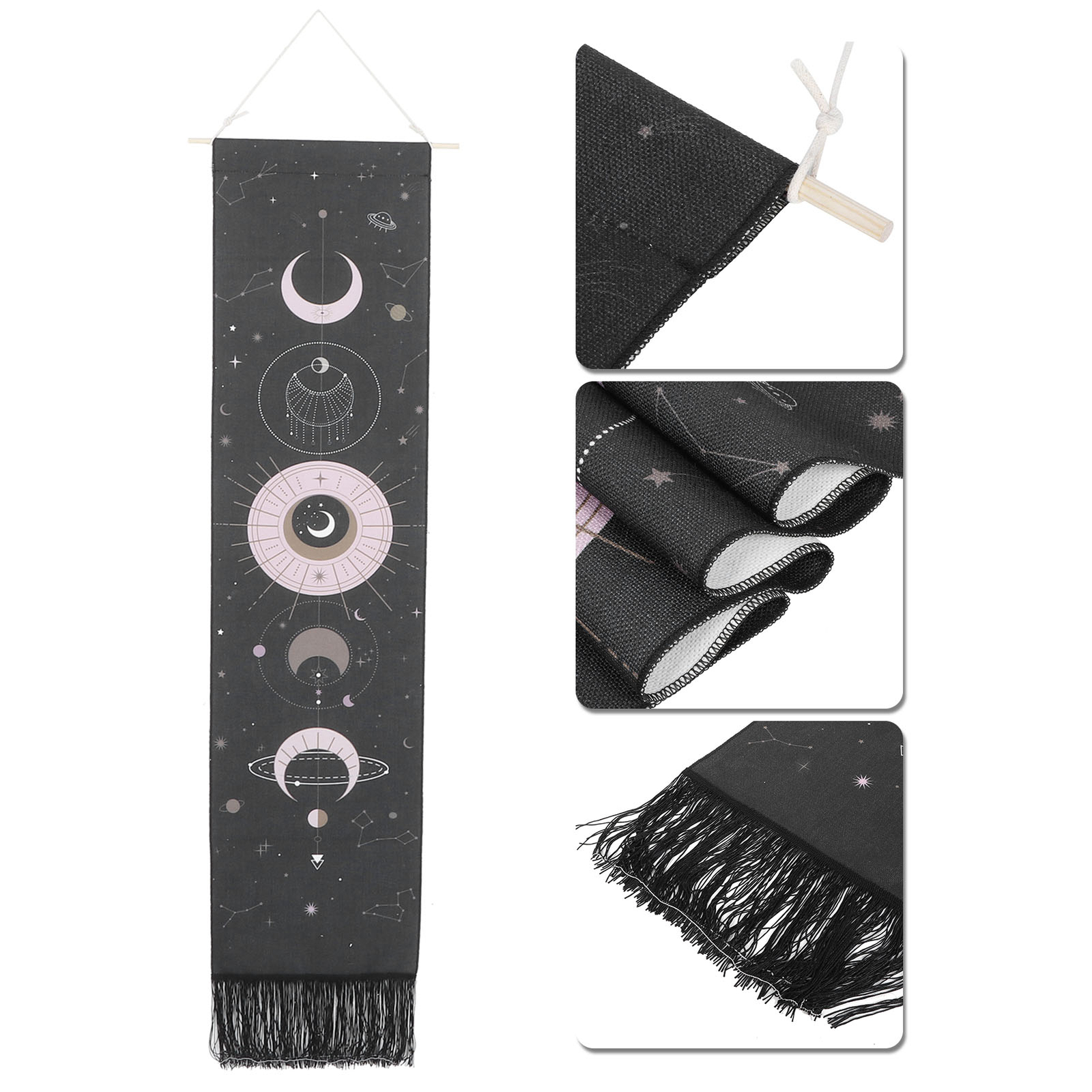 (Black)Moon Phase Cycle Tapestry Wall-Hanging Art Decors Handcraft For ...