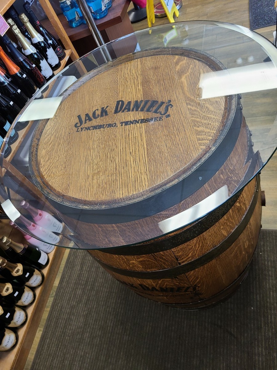 Whiskey Barrel Table With Glass Top Wine Glass Storage Dining Set