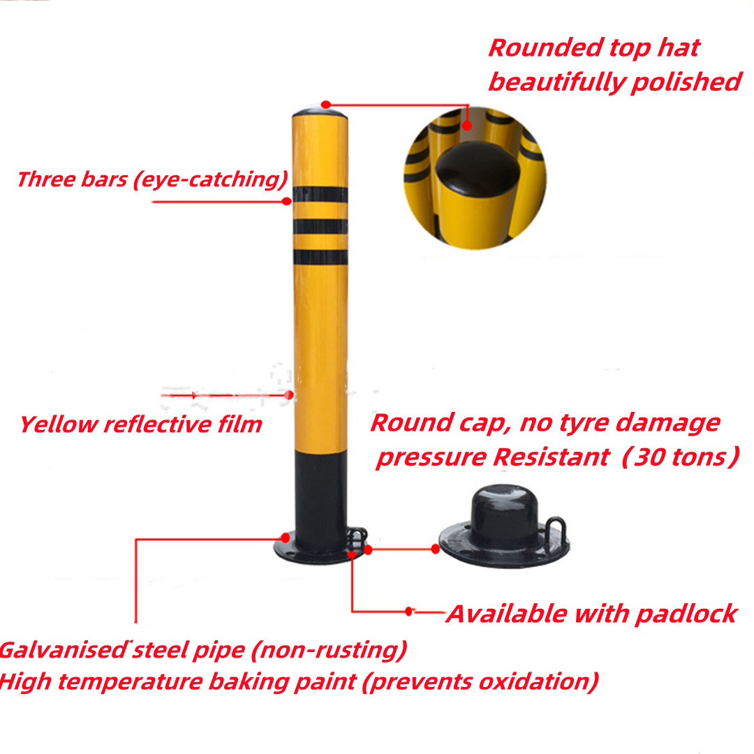 60CM Parking Bollards Post Parking Barrier Universal Safety Lock Post ...