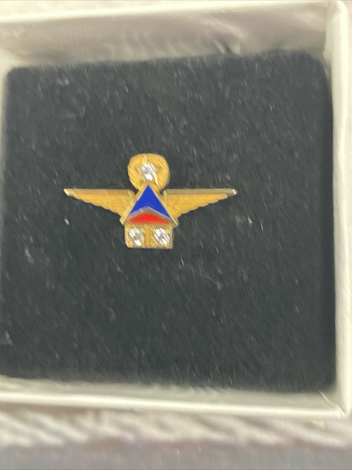 Rare Delta Air Lines 45 Years Service Award 10k Gold Pin With 3 Diamond ...