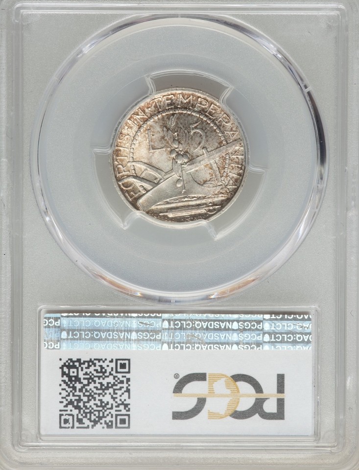 SAN MARINO 1932-R 5 LIRE SILVER COIN, GEM UNCIRCULATED, PCGS CERTIFIED ...