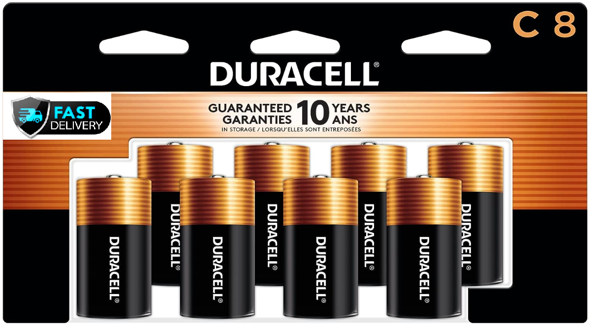 Duracell Coppertop C Batteries, 8 Count Pack, C Battery with Long ...