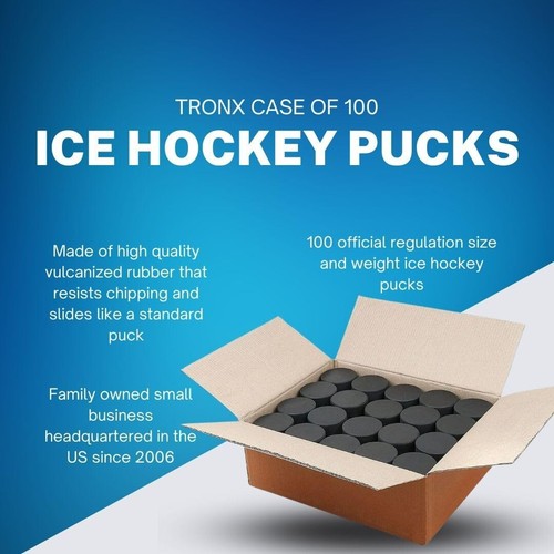 TRONX Bulk Blank Ice Hockey Pucks 100 Puck Case - Black (HPNM100) for sale online | eBay