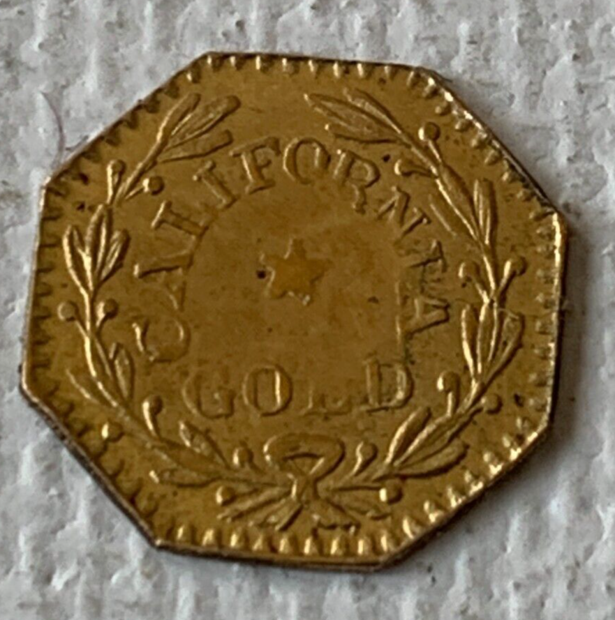1852 California Gold Token Octagonal Fractional Gold Wreath and Stars ...