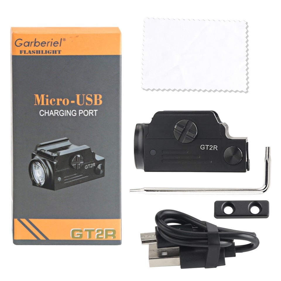 Tactical LED Flashlight Weapon Mini Picatinny Pistol Rechargeable Torch ...