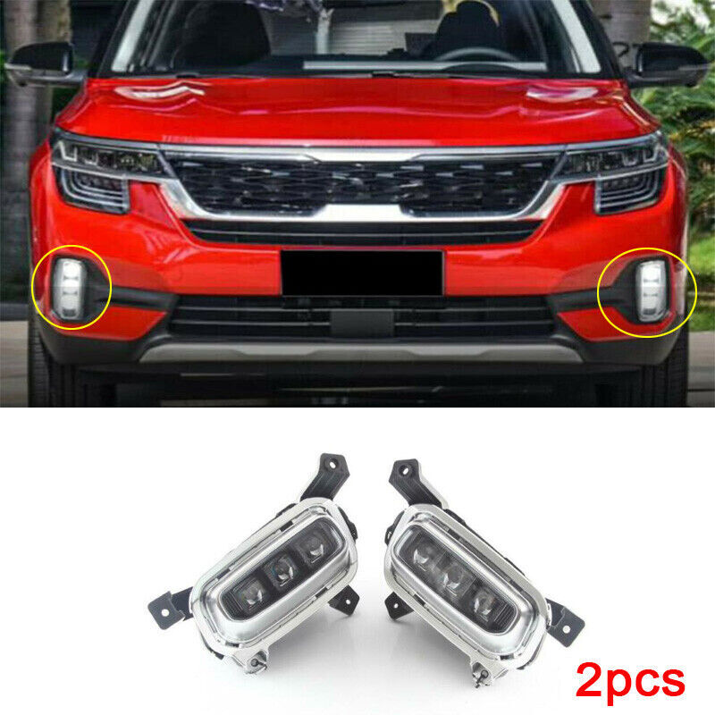 For Kia Seltos 2020-23 LED DRL Daytime Running Light Fog Lamp Bumper ...