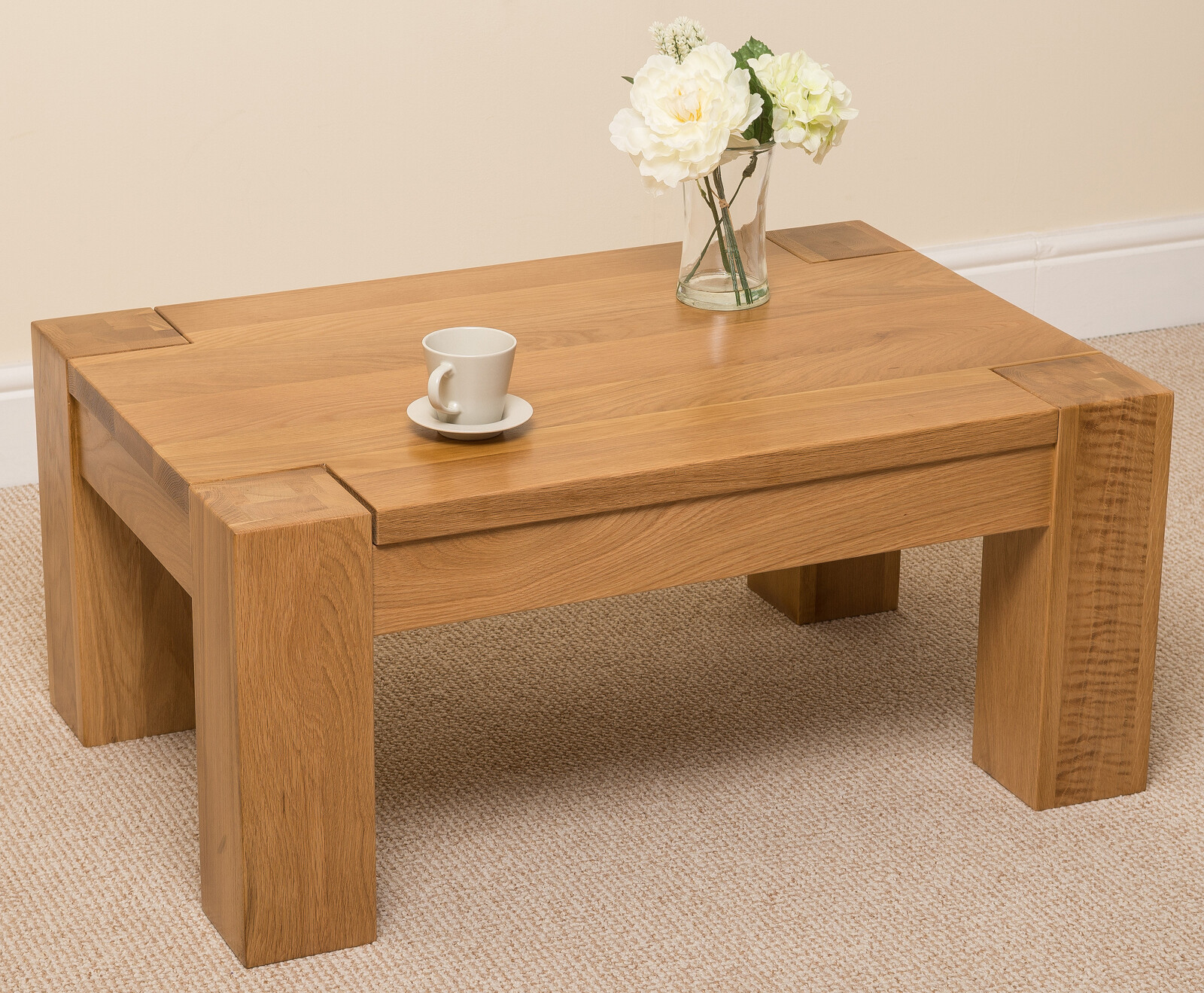 Kuba Chunky Small Oak Coffee Table | Natural Oak Wood Occasional Table ...