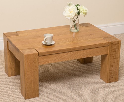 Kuba Chunky Small Oak Coffee Table | Natural Oak Wood Occasional Table ...