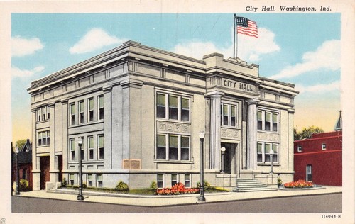 WASHINGTON INDIANA CITY HALL POSTCARD 1920s | eBay