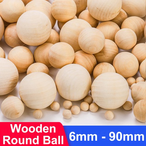 Natural Round Wooden Craft Wood Balls Beads With No Hole 6mm - 90mm ...