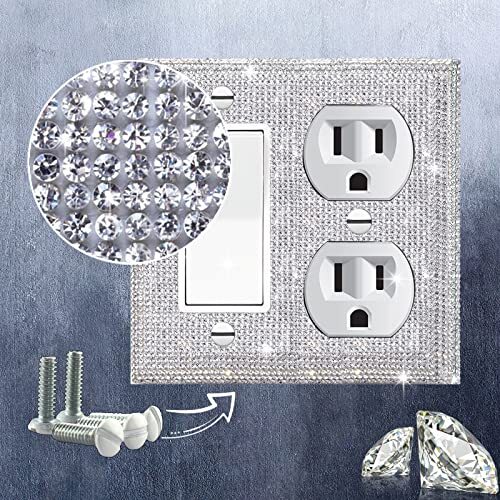 Shiny Silver Rhinestones Outlet Covers Wall Plates Light Switch Cover ...