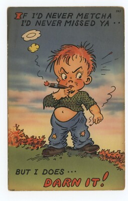 Child Smoking Cigar Comic Art Humor Postcard | eBay