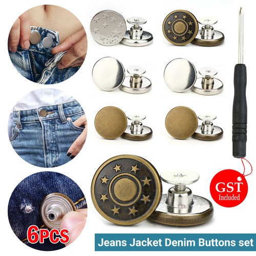 6pcs 17mm Jeans Jacket Denim Buttons Press Repair Tack Replacement No ...