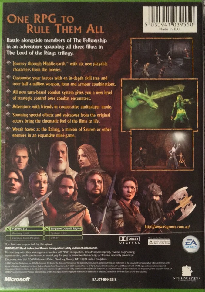 Lord of the Rings The Third Age RPG Xbox Original PAL Free Postage | eBay