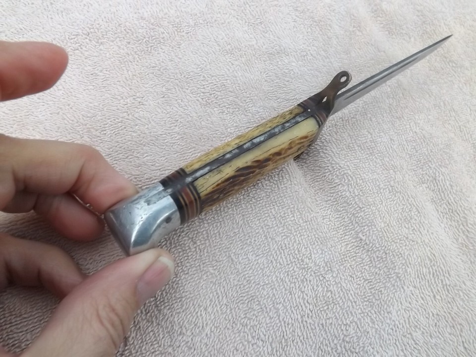 Post Ww2 Western Boulder L77 / 677 Knife FIXED BLADE BONE HANDLES BLOOD ...