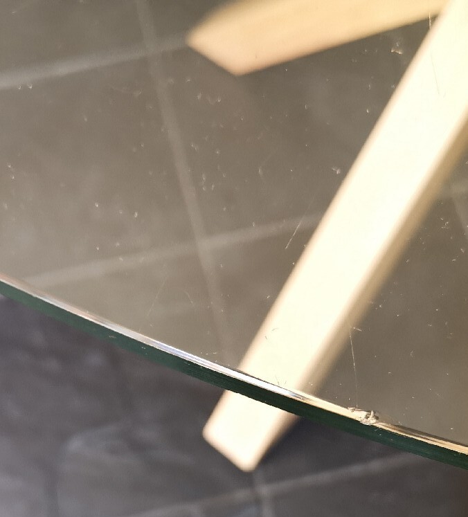 Dunelm Xavi 4 Seater Round Dining Table Glass Oak effect | eBay UK