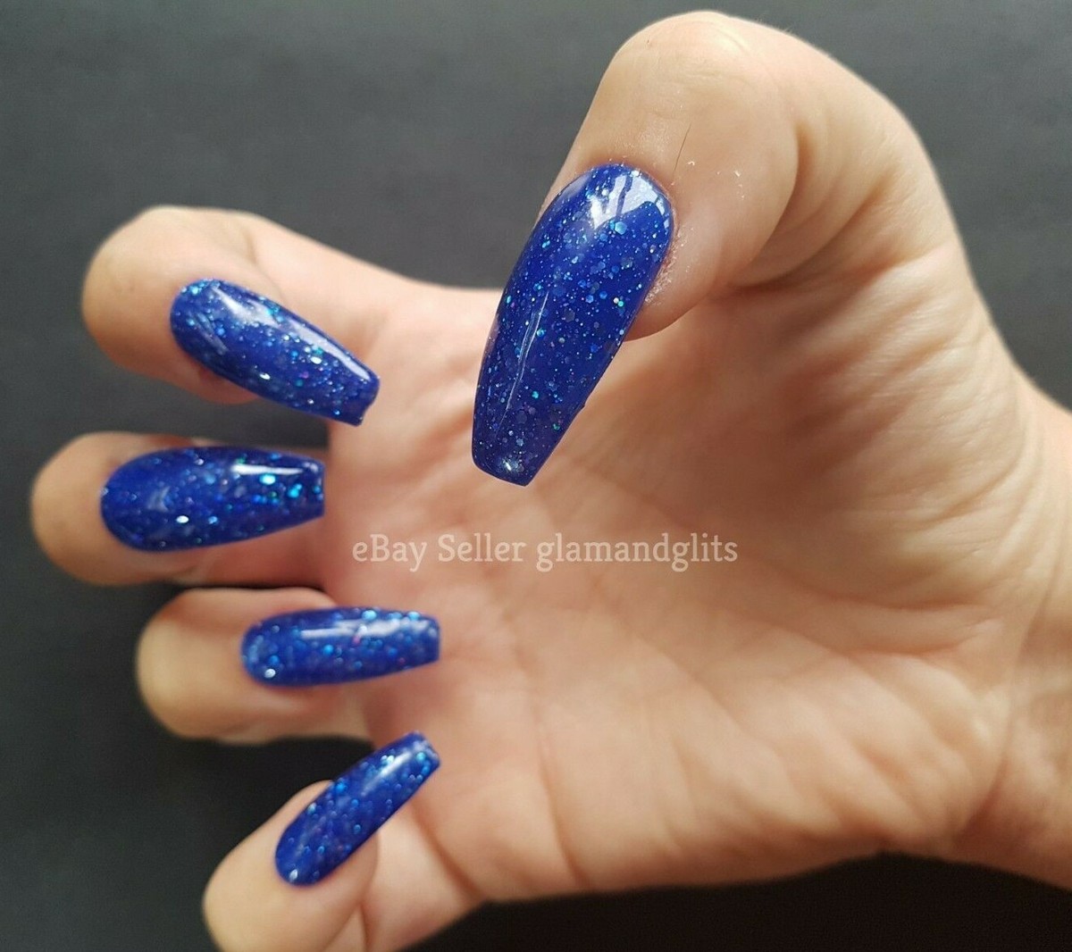 Blue Sparkle Acrylic Nails