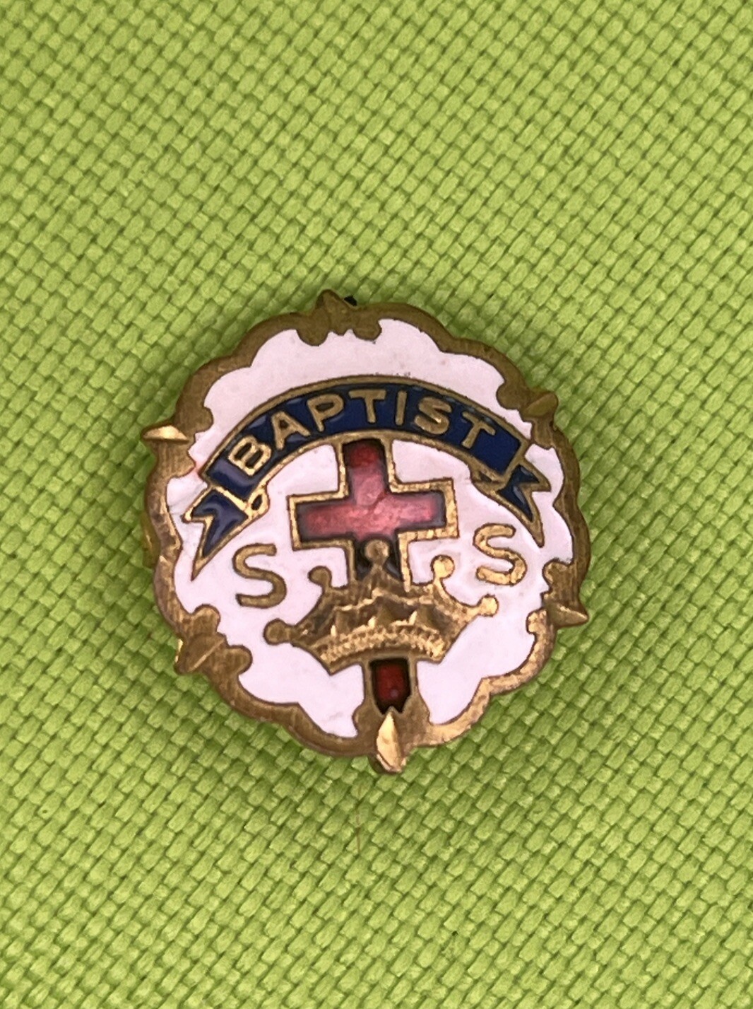 Vintage Enameled Baptist SS Sunday School Cross & Crown Pin Little ...