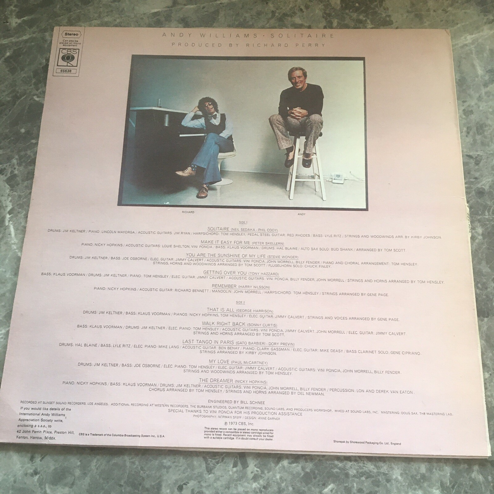 Andy Williams Solitaire 12'' Vinyl LP 1973 | eBay UK