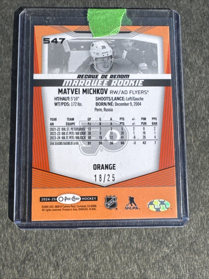 2024 O-Pee-Chee Orange Border Marquee Rookie Matvei Michkov /25 Team ...