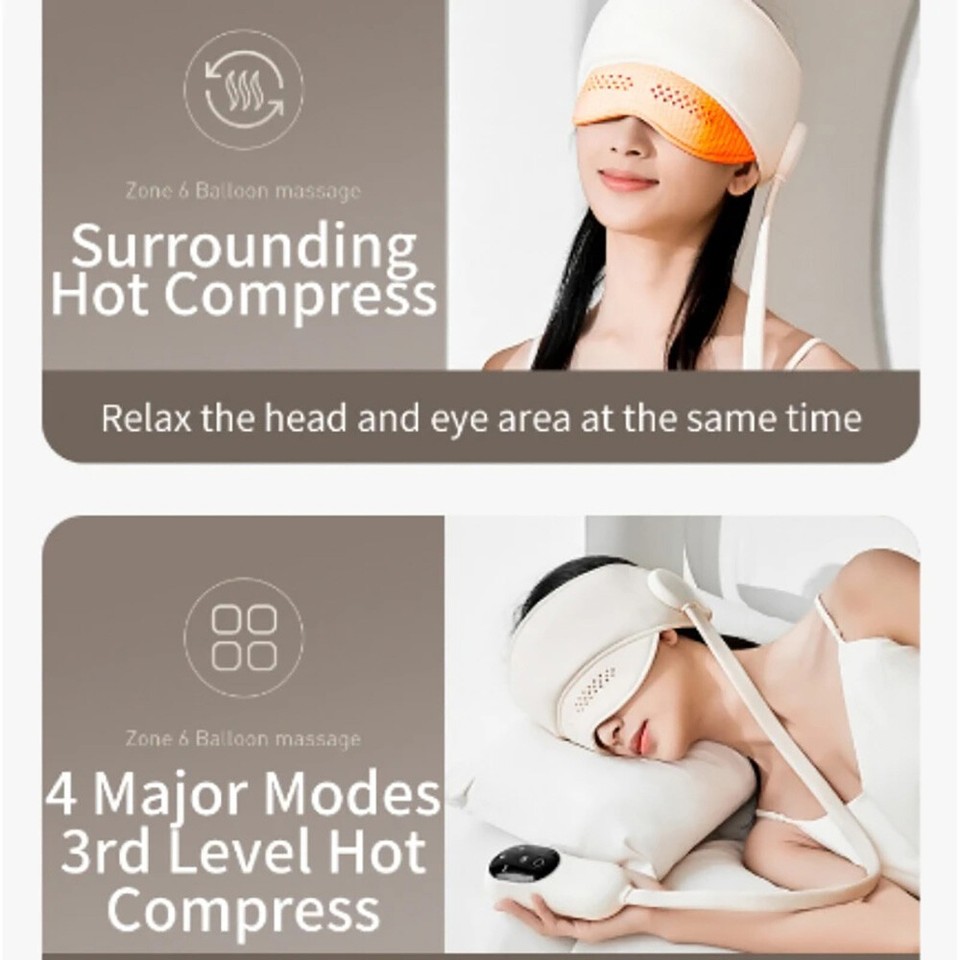 Electric Head Massager 3D Kneading 3 Hot Compress Levels Head Eye ...