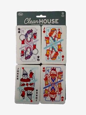 4pc/pk Genuine Fred Clean House "Playing Cards" Kitchen Sponges | eBay