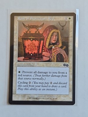 Rune of Protection: Red - Urza's Saga - LP - MTG Magic - Common ...