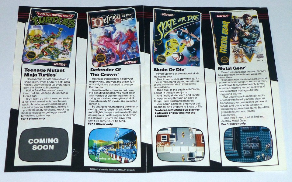 Ultra Games Promo Insert, Konami, Nintendo NES, TMNT, Metal Gear, ULT ...