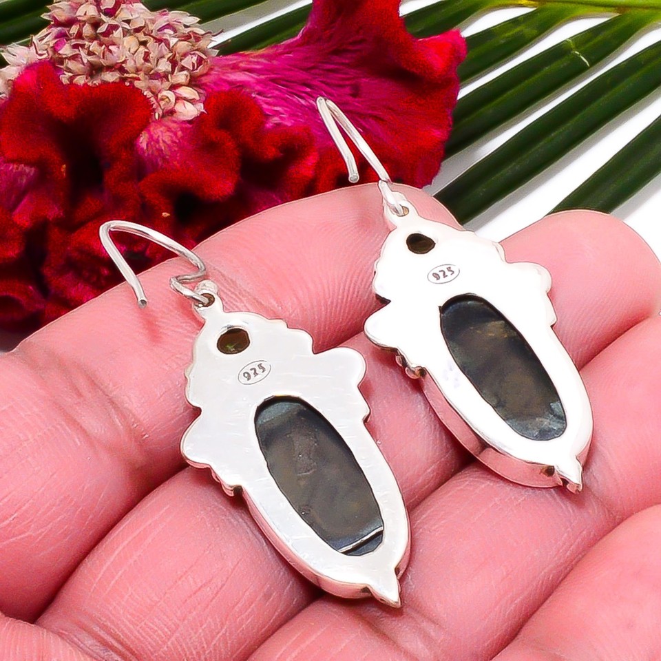 Star Galaxy Jasper & Emerald Simulated 925 Sterling Silver Earring 1.95 ...